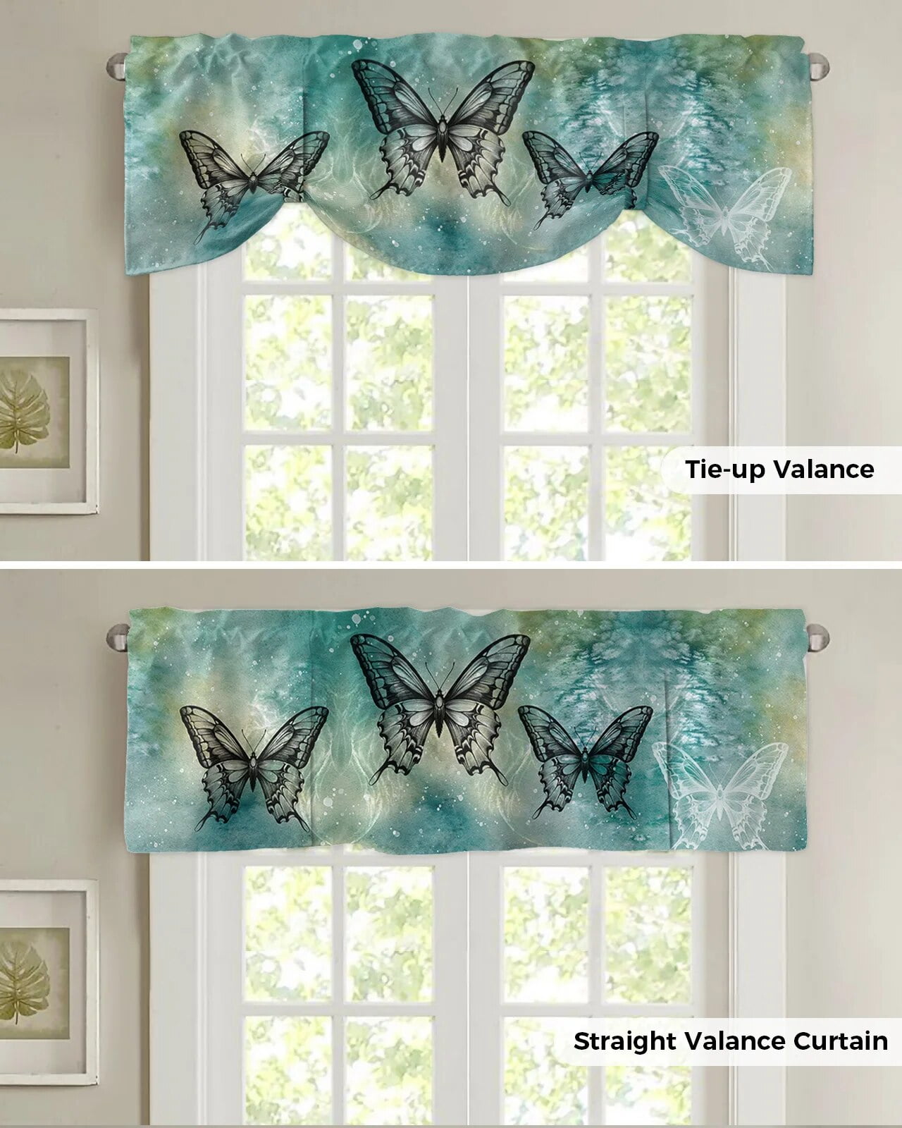 Dragonfly Dots Gradient Window Curtain Living Room Kitchen Cabinet Tie ...