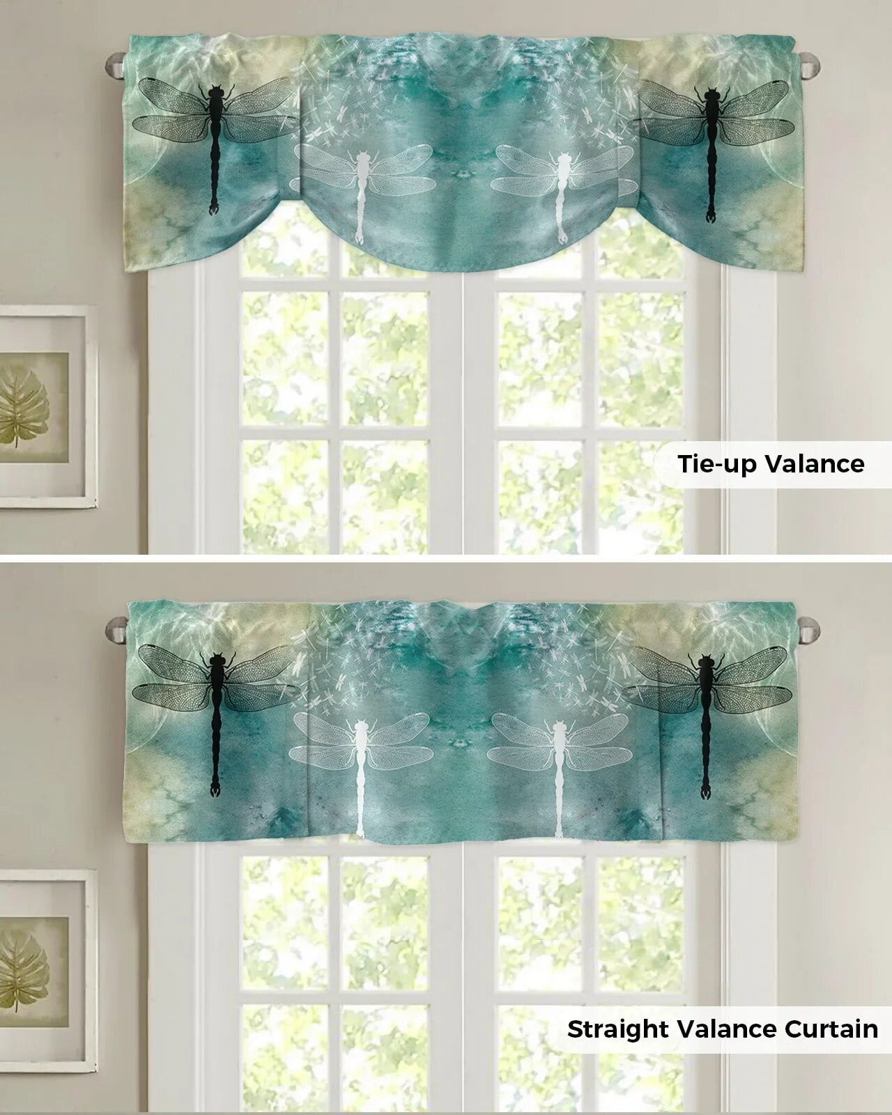 Dragonfly Dots Gradient Window Curtain Living Room Kitchen Cabinet Tie ...