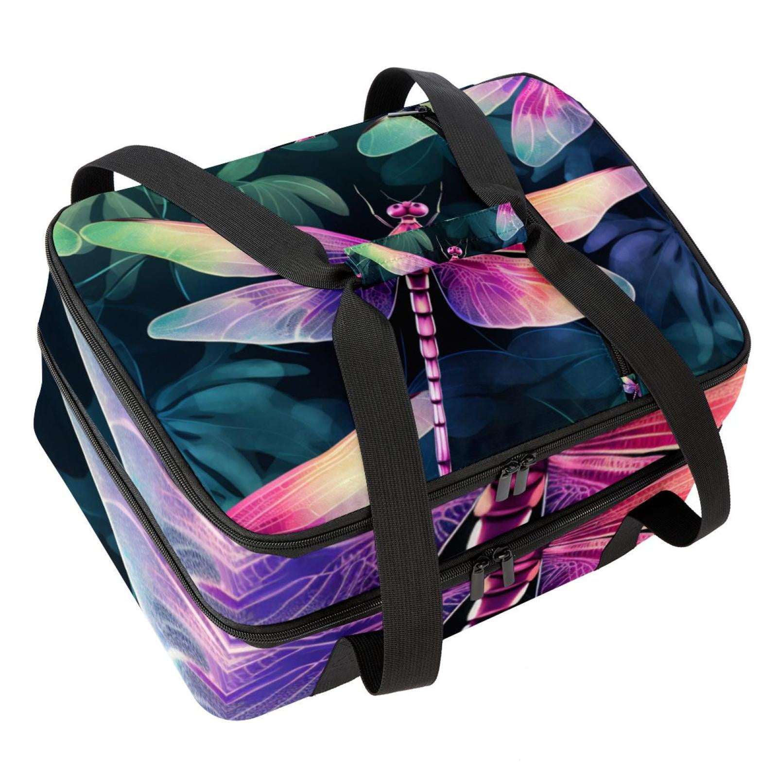 Dragonfly Double Layered Insulated and Refrigerated Lunch Bag with Two Compartments, Large ...