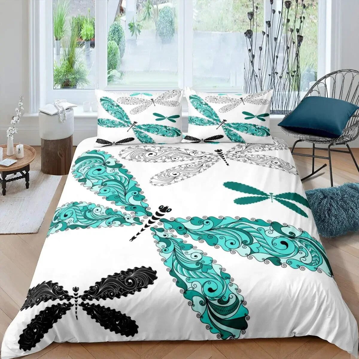 Dragonfly Duvet Cover Set Colorful Wing Bedding Set for Kids Teens ...