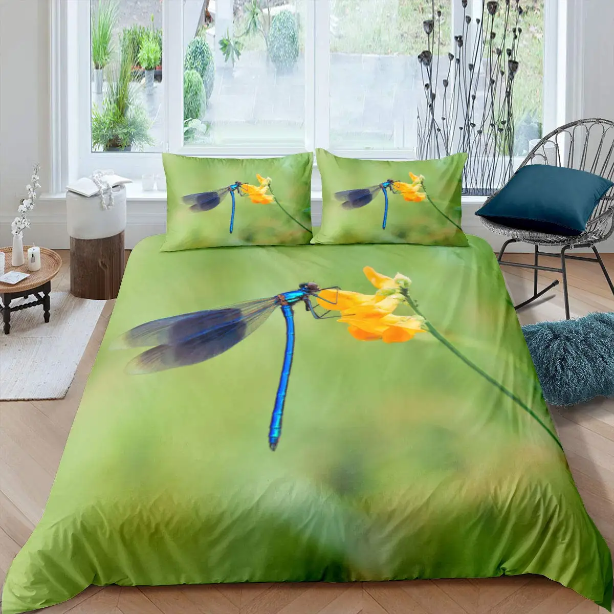 Dragonfly Duvet Cover Set King Size Colorful Wing Bedding Set for Kids ...