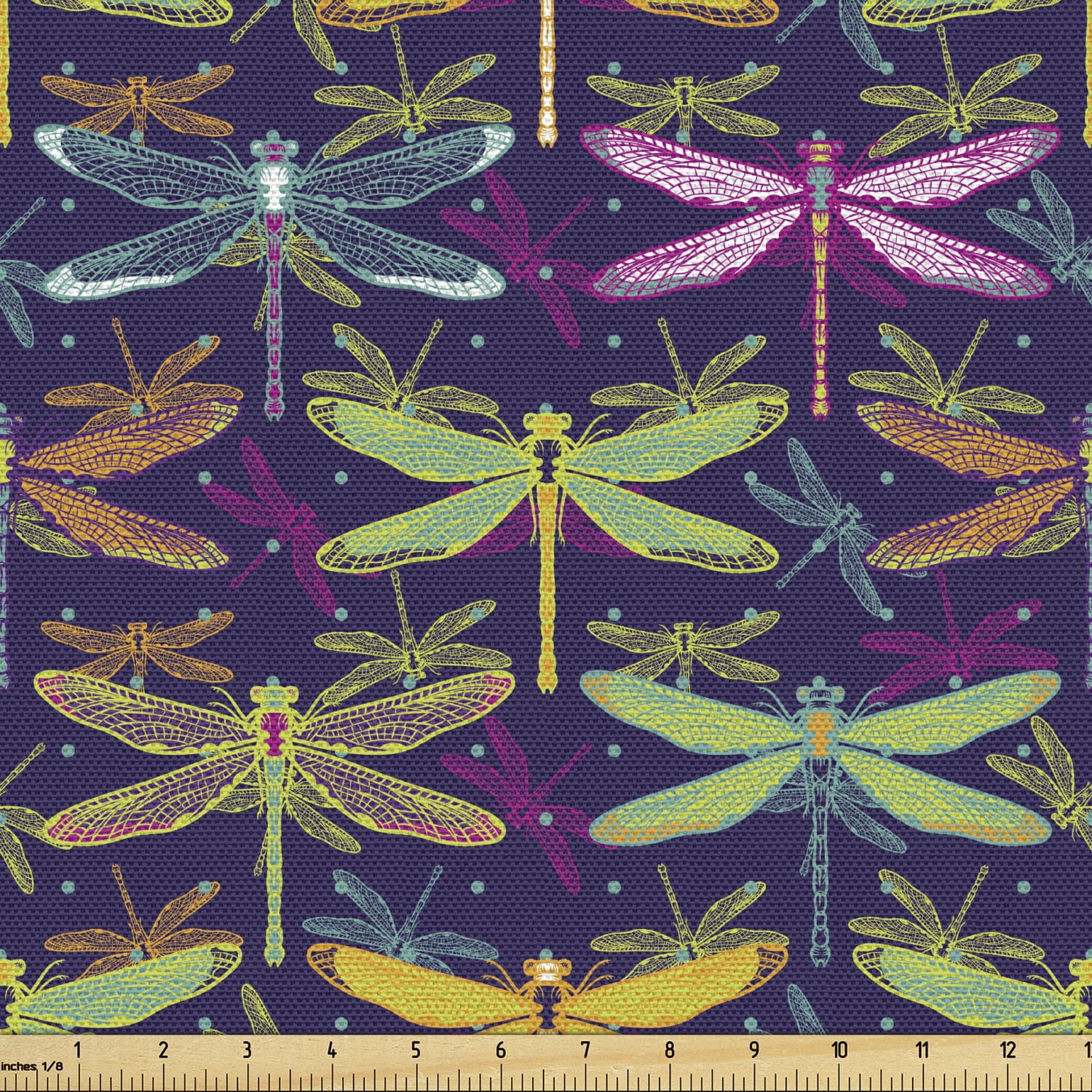 Ambesonne Dragonfly Fabric by the Yard Upholstery, Colorful Spring ...