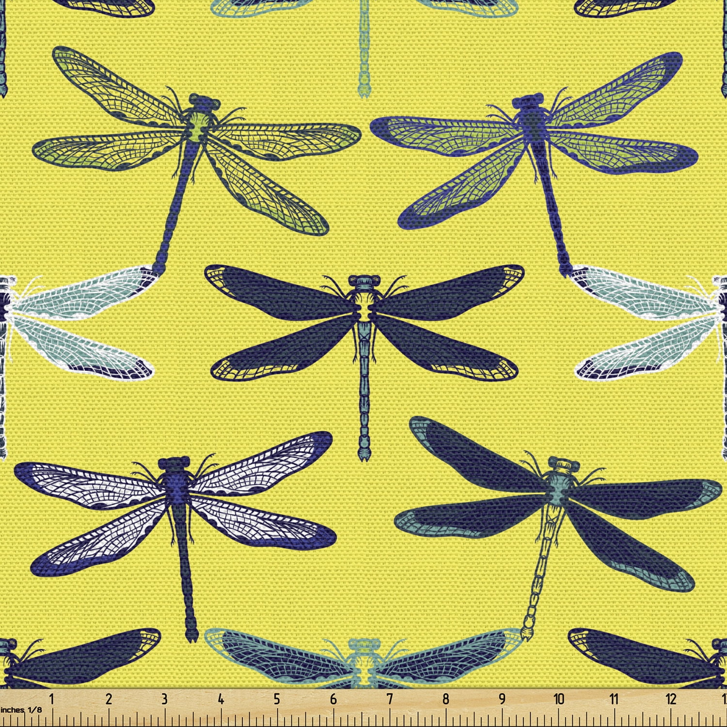 Ambesonne Dragonfly Fabric by the Yard Upholstery, Hand Drawn Insects ...