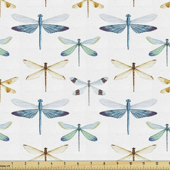 Ambesonne Dragonfly Fabric by the Yard Upholstery, Regular Lines ...