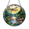 Dragonfly Fantasy Theme Stained Glass Window Hanging, Decorative Nature ...