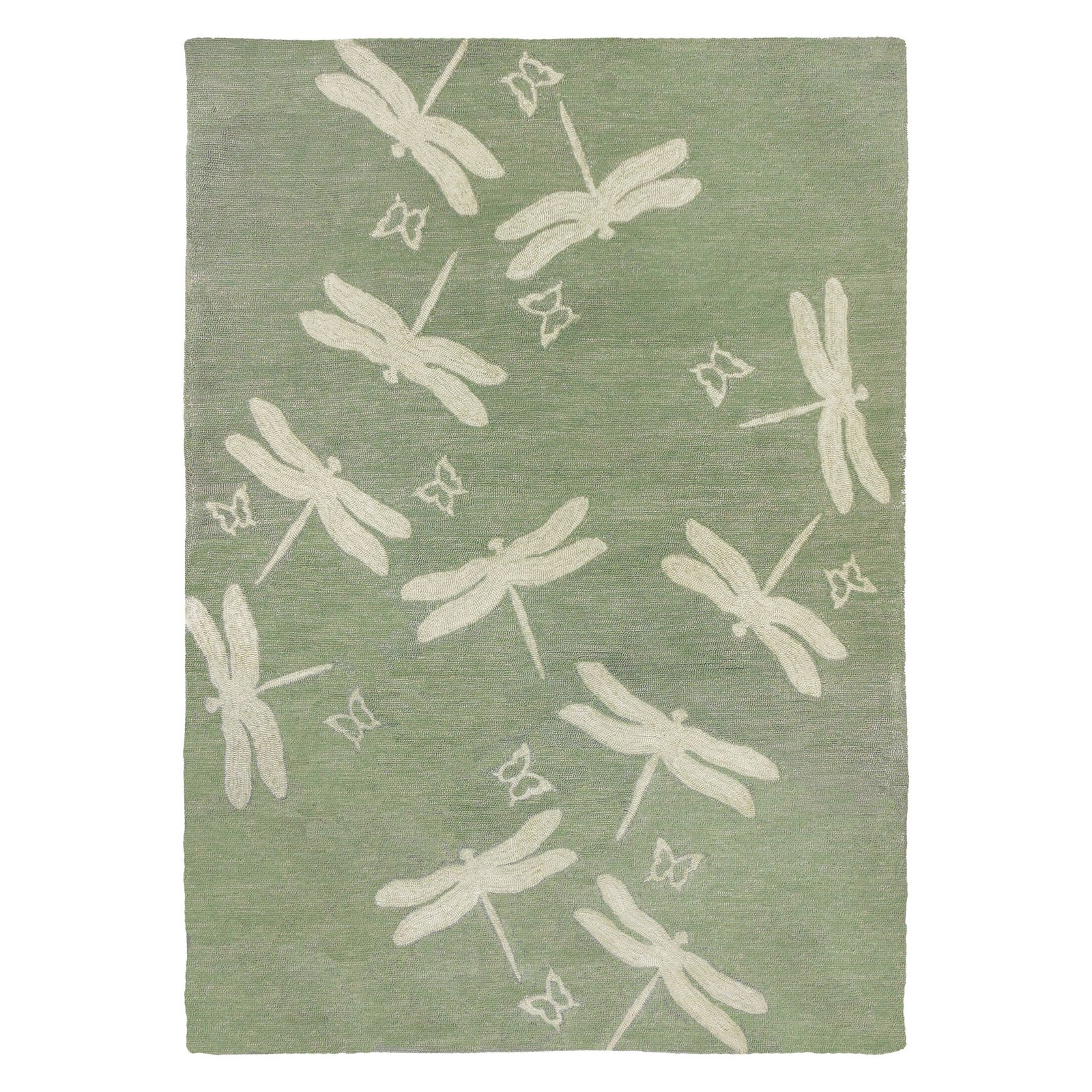 Dragonfly Field Homefires Accent Area Washable Rug Green 8' x 10' PPS ...