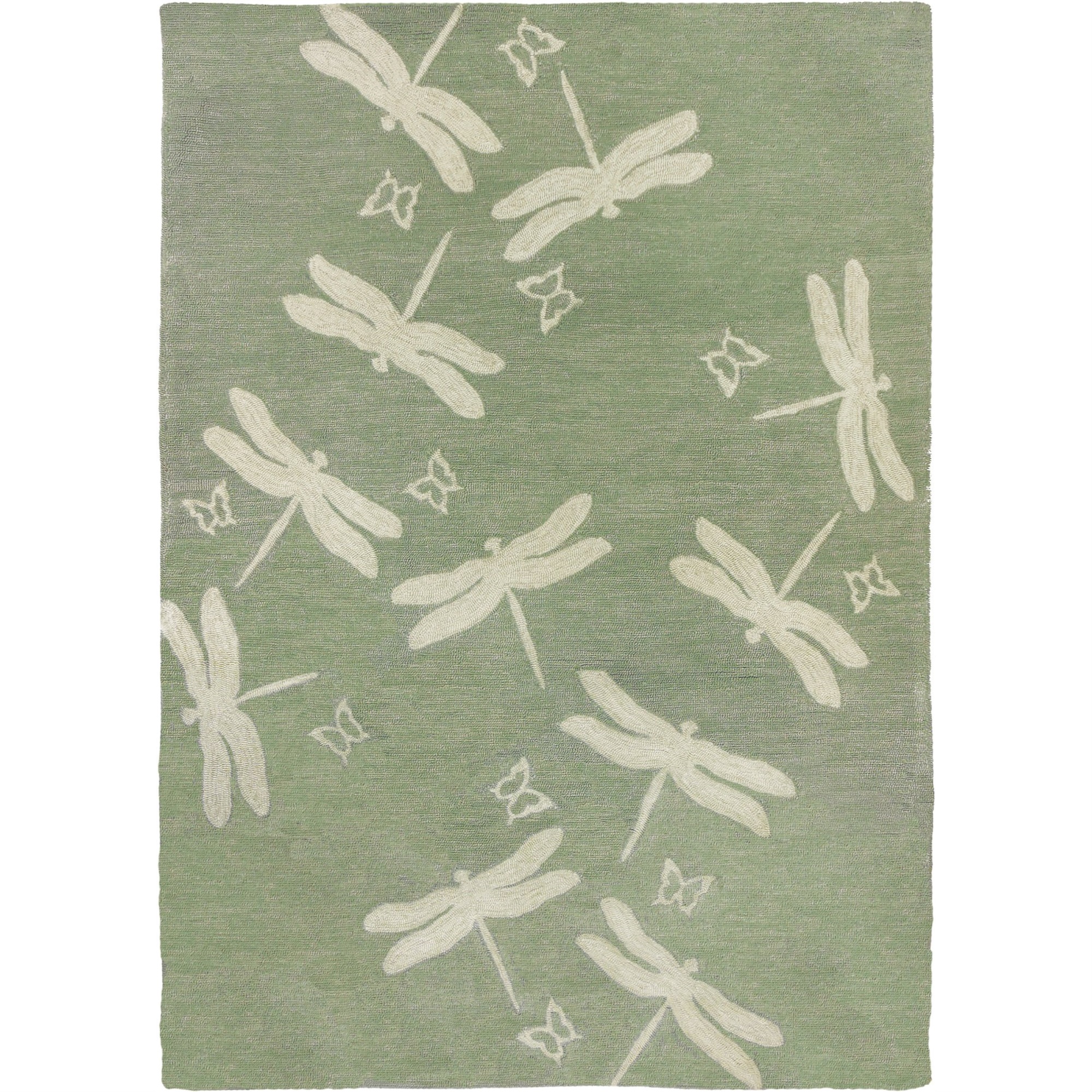 Dragonfly Field Rug in Cream and Sage Green (5 ft. L x 3 ft. W ...