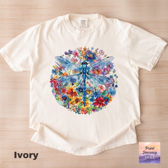 Dragonfly Floral Nature Aesthetic Meadow Insect Botanical T-Shirt ...