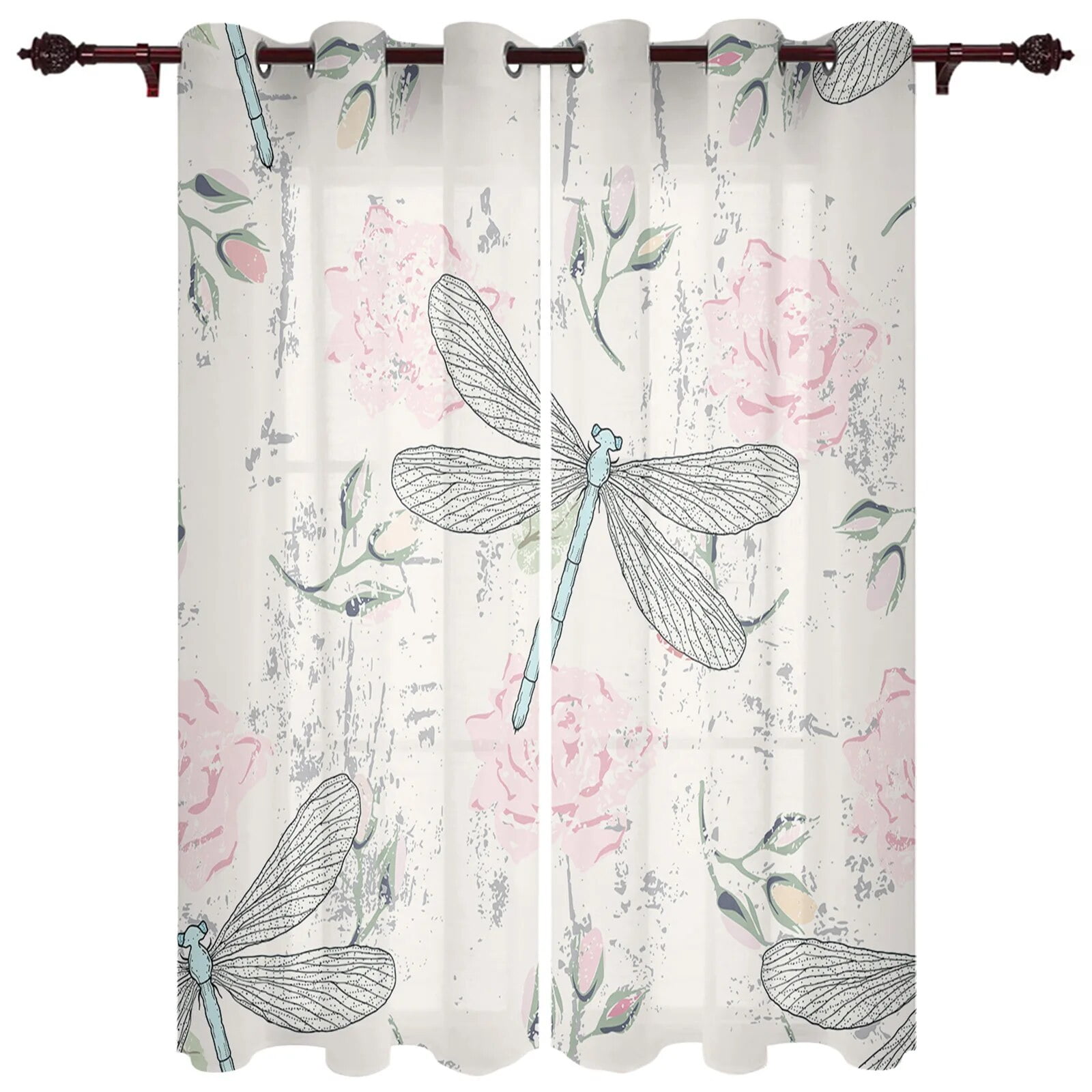 Dragonfly Flower Bud Wings Eye Childrens' Room Curtain Hall Living Room ...
