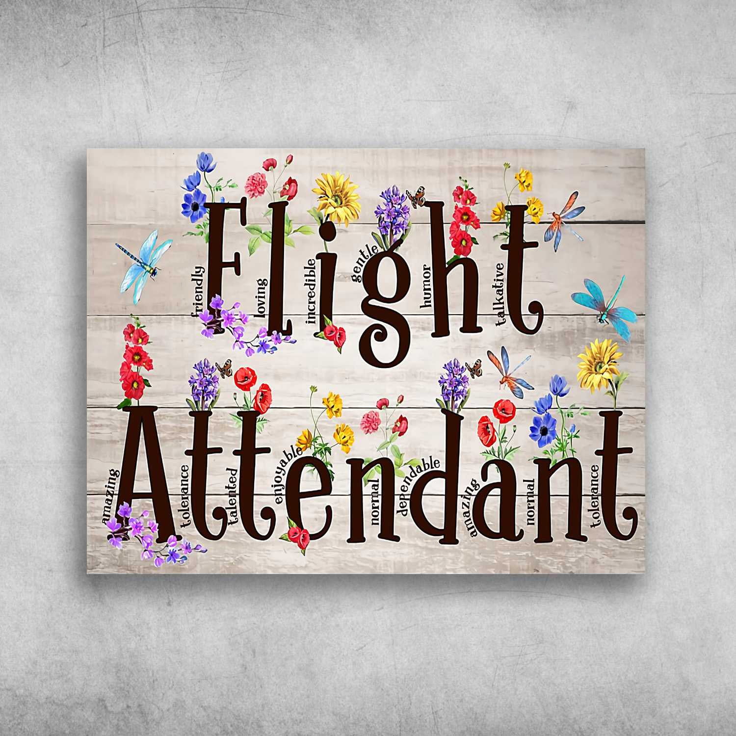 Dragonfly Flower, Flight Attendant Poster, Gift For Flight Attendant 16 ...