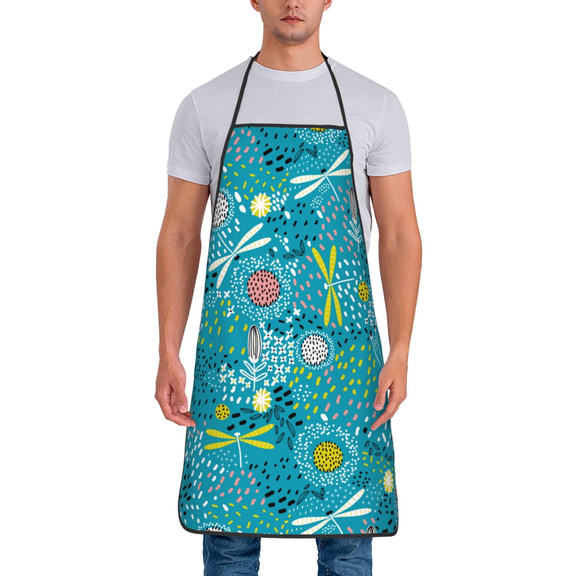 Dragonfly Flower Pattern Aprons for Women Men Waterproof Apron Kitchen ...