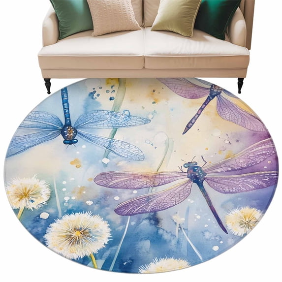 Dragonfly Flowers Large Area Rugs for Bedroom Living Room, Soft Non ...
