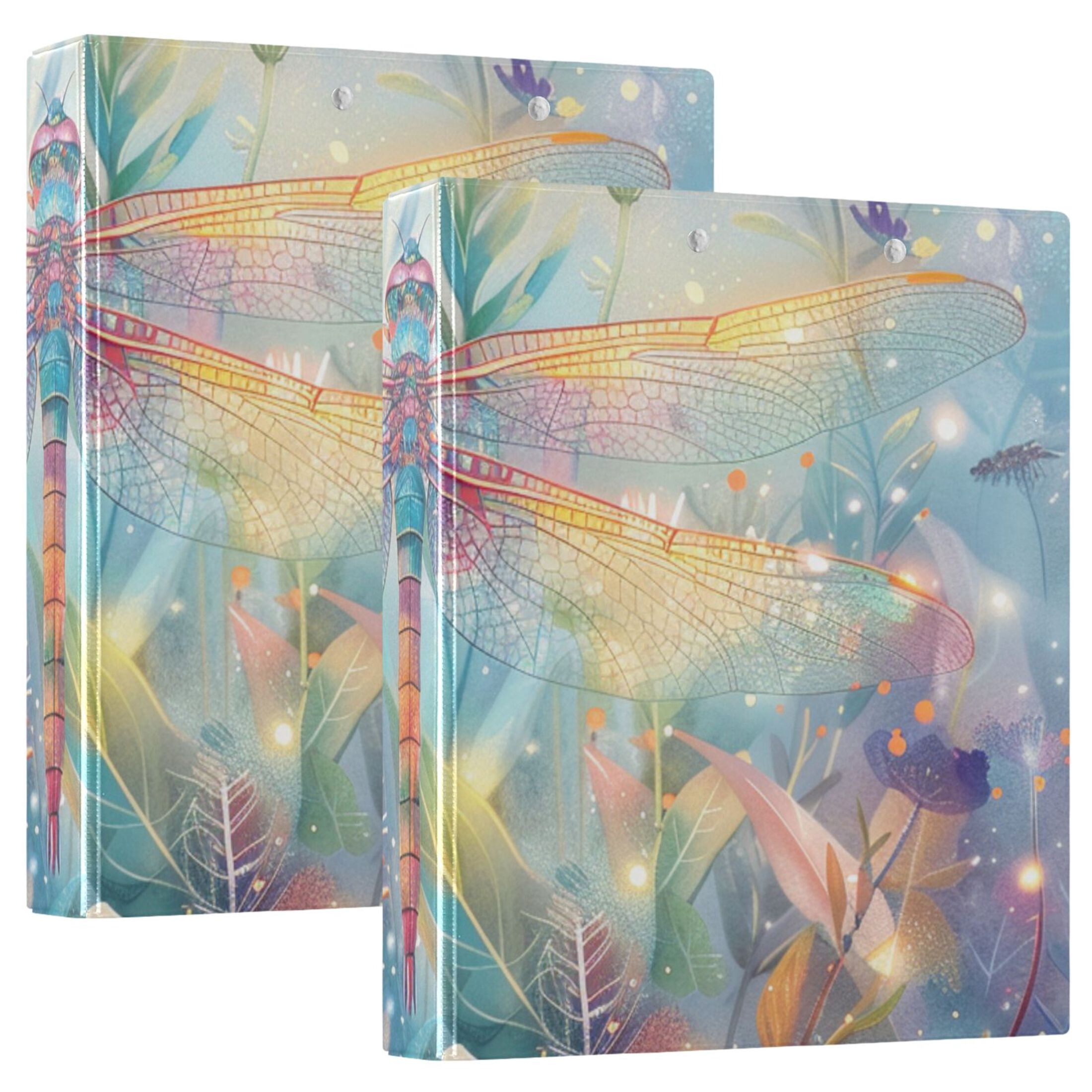 Dragonfly Flowers Plants 3 Ring Binders 1.5 inch Hardcover File Folders ...
