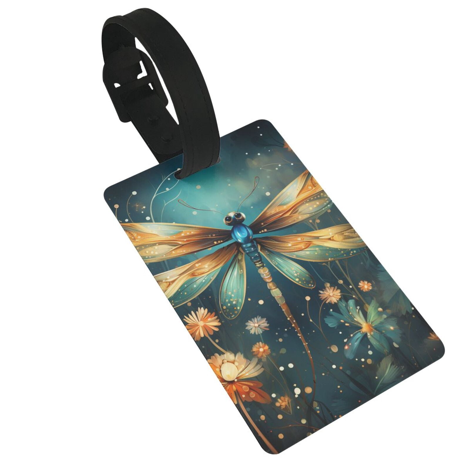 Dragonfly Flowers Retro Art Luggage Tags Suitcases ID Baggage ...