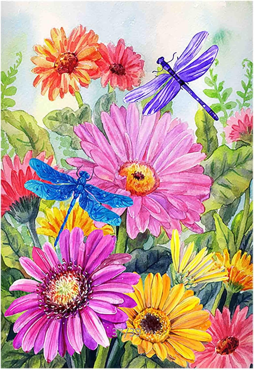 Dragonfly Flowers Spring Welcome House Flags Double Sided Summer Floral ...