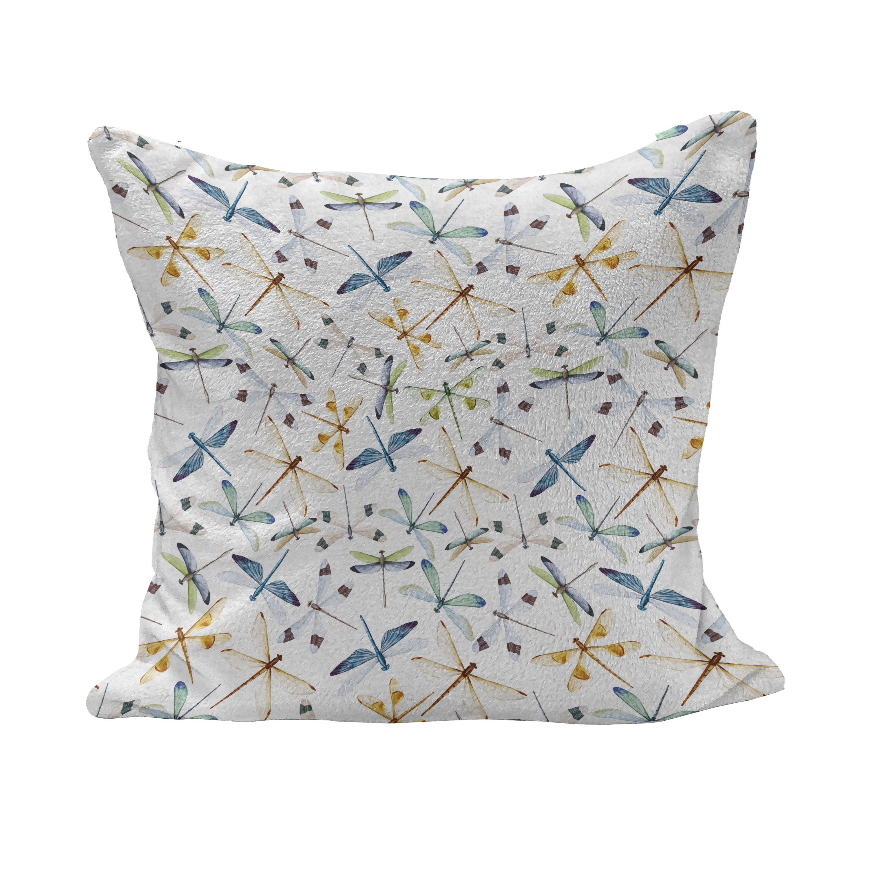 Dragonfly Fluffy Throw Pillow Cushion Cover, Moth Butterfly Like Bugs ...