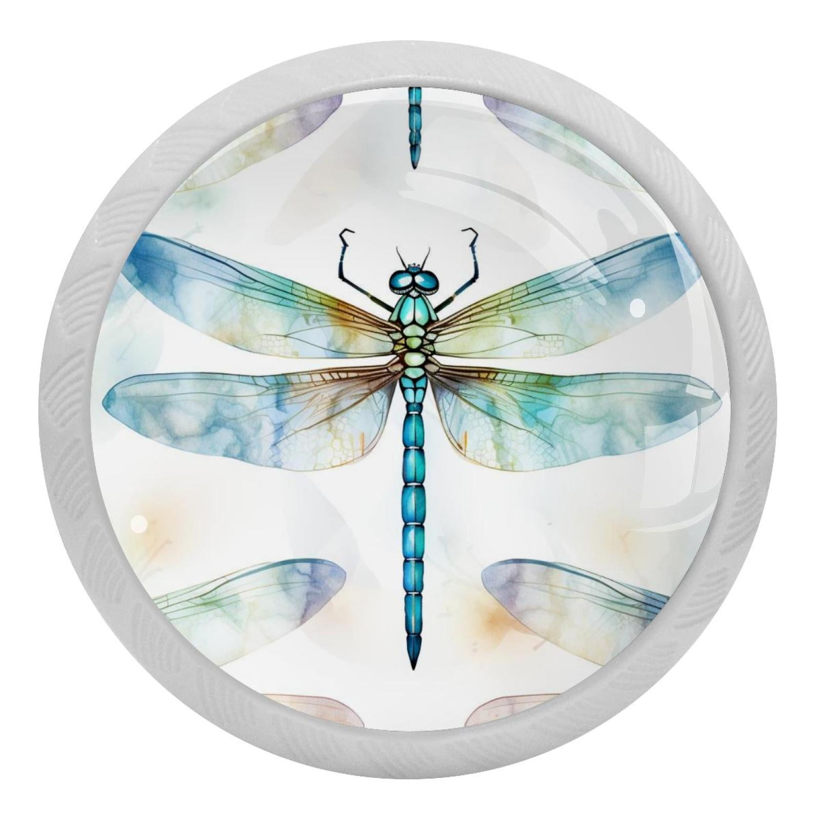 Dragonfly Fluorescent Glow-in-the-Dark Drawer Pulls: 4-Pack Round Knobs ...