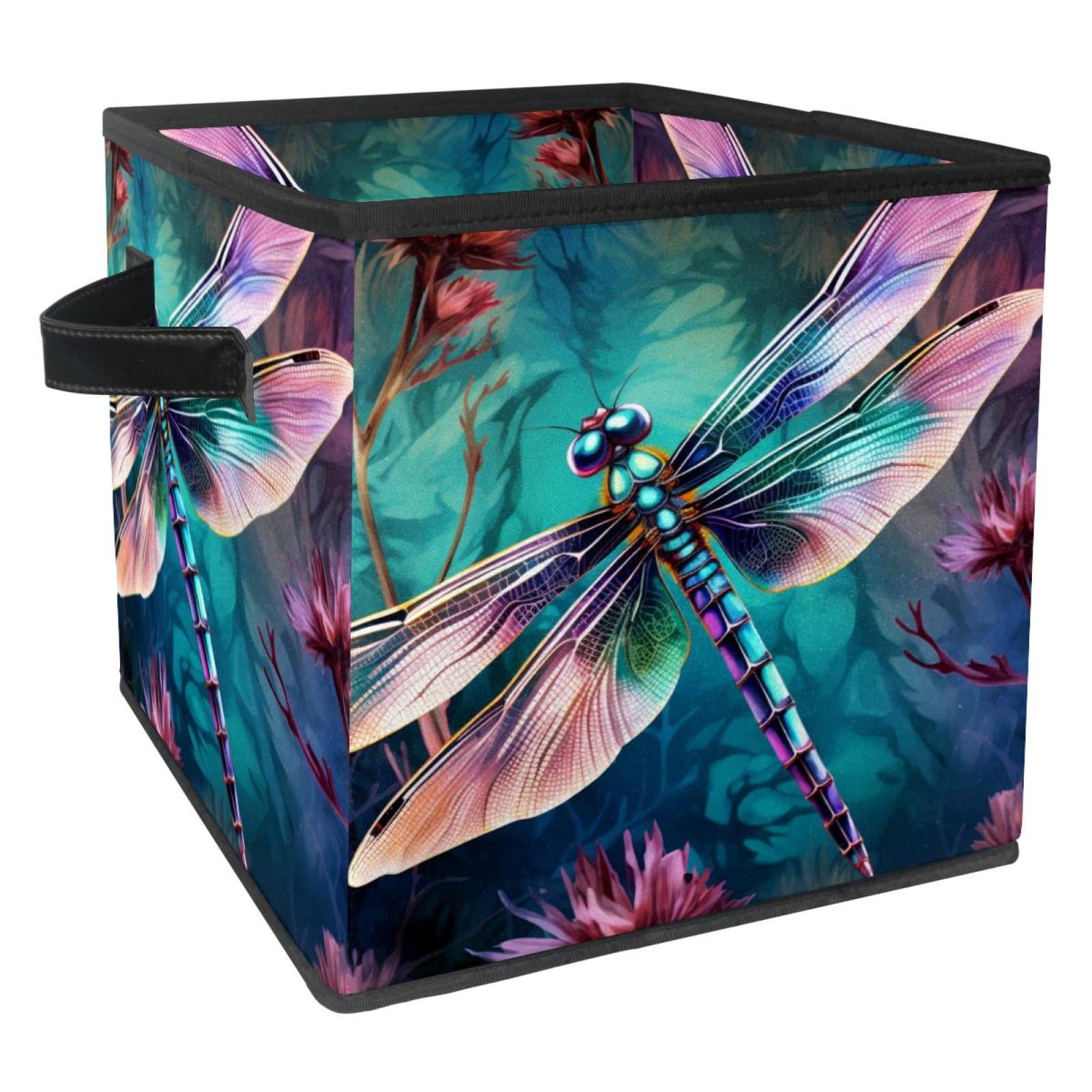 Dragonfly Foldable Cube Organizer Storage Basket with Handle, 10.8"x10 ...
