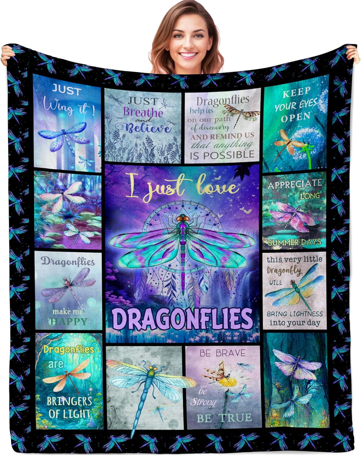Dragonfly Gifts for Women, Dragonfly Gifts Throw Blanket 60"X50", Dragonfly Gift, Dragonflies ...