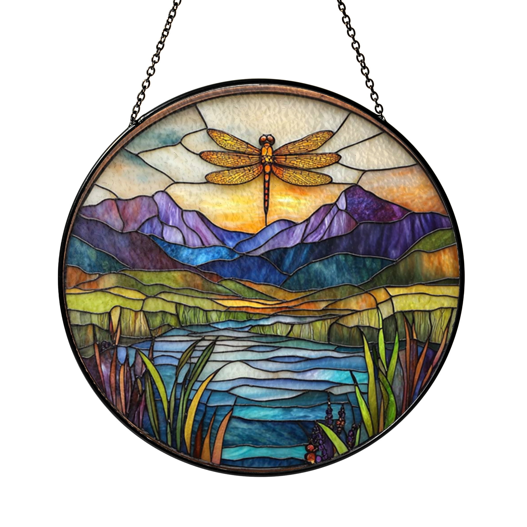 Dragonfly Glass Style Suncatcher – Scenic Nature Window Art - Walmart.com