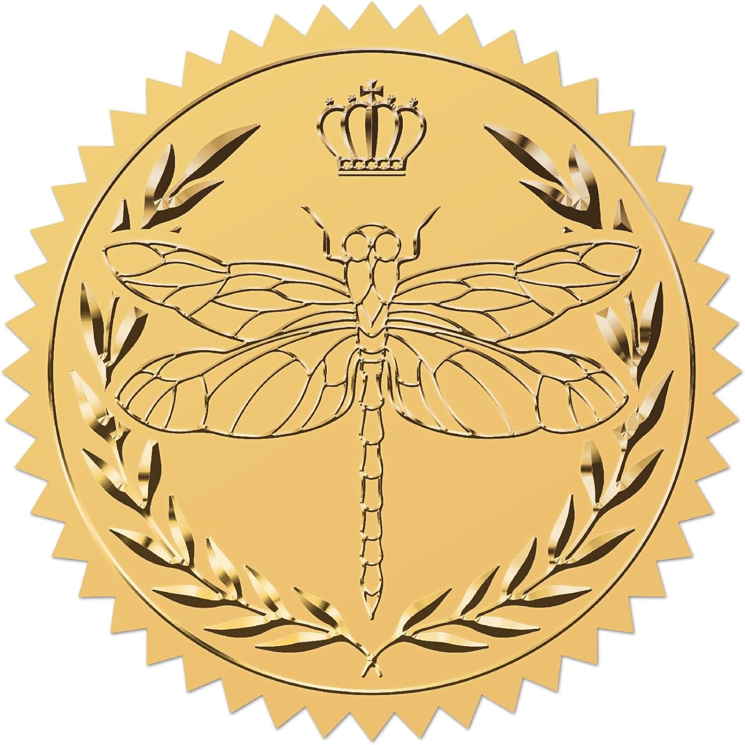 Dragonfly Gold Foil Certificates Embossed Stickers 2" Self Adhesive ...