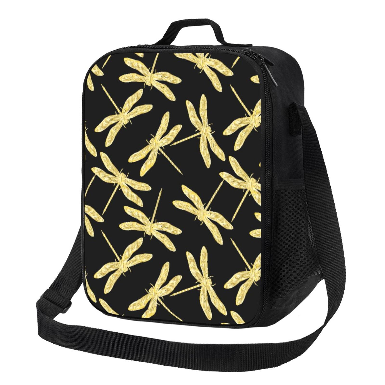 Dragonfly Gold Lunch Box for Women Men, Insulated Lunch with Adjustable ...