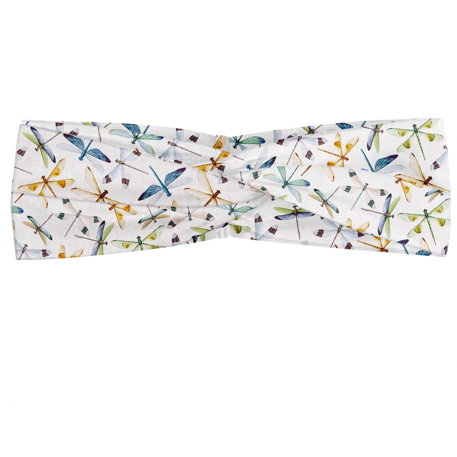 Dragonfly Headband, Moth Butterfly Like Bugs in Watercolor Print Modern ...