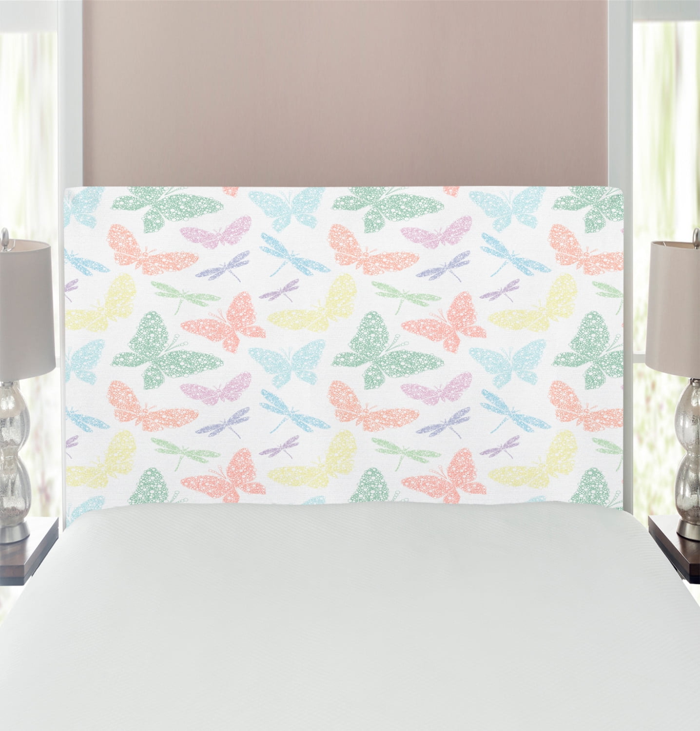 Dragonfly Headboard, Colorful Different Sized Speckled Butterfly and ...