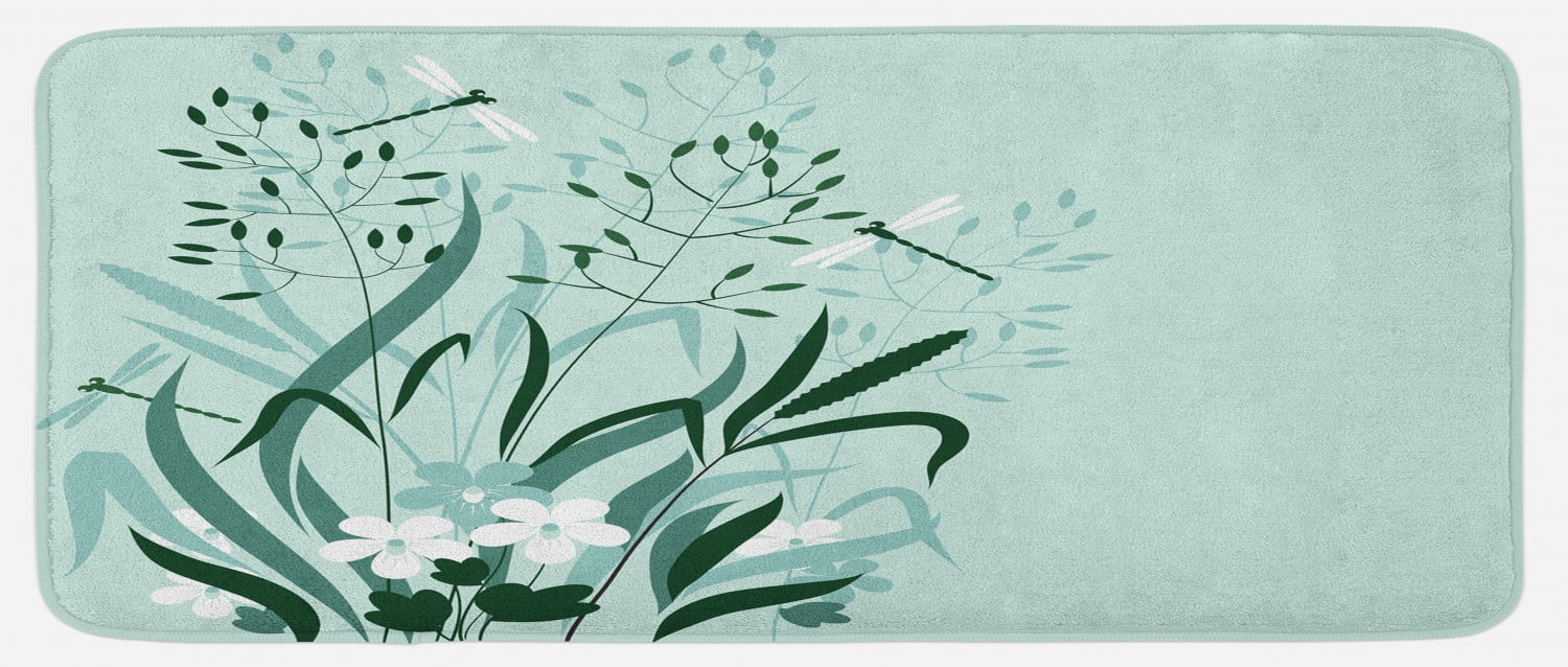 Dragonfly Kitchen Mat, Wild Grass and Dragonflies in Exquisitely ...