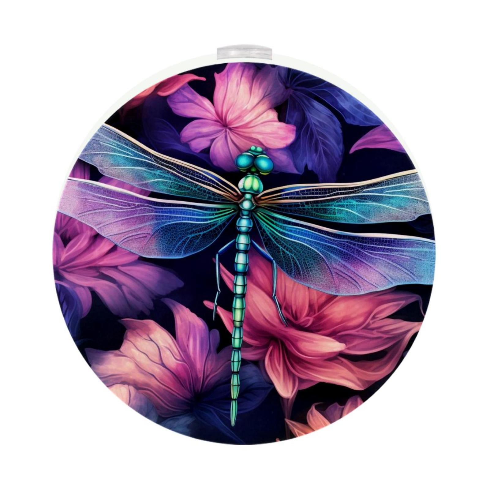 Dragonfly LED Round Night Light-2PCS, Plug-in Dusk to Dawn Sensor Wall ...