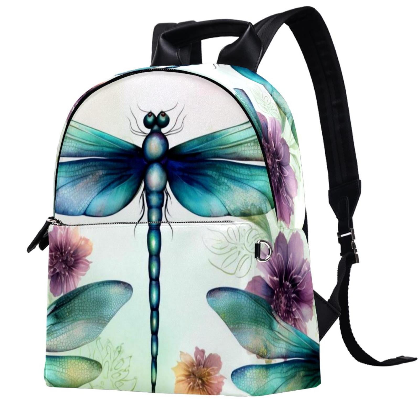 Dragonfly Leather Canvas Backpack Laptop Bag Airport Lightweight ...