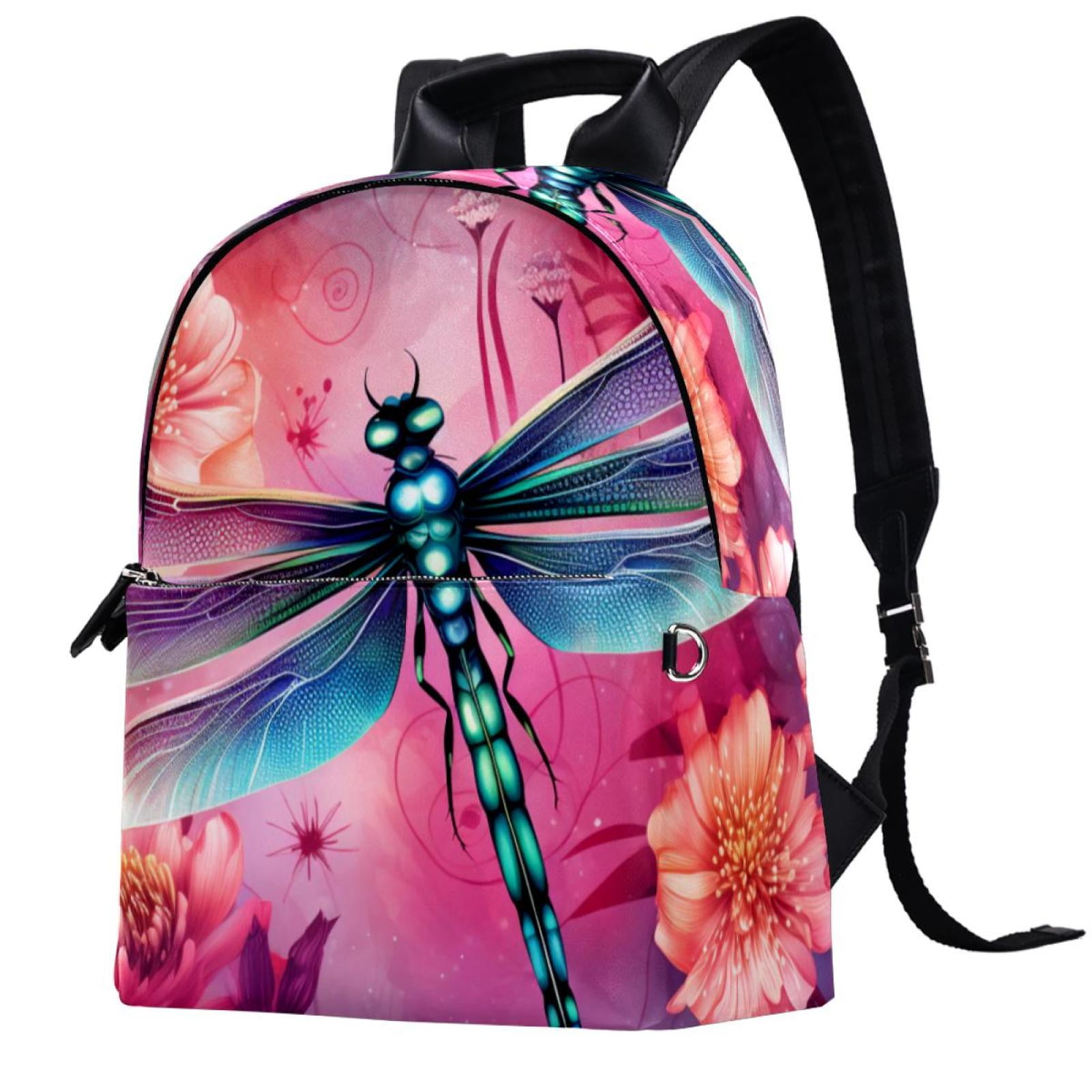 Dragonfly Leather Laptop Bags Backpack Lightweight Printed Design Baby ...