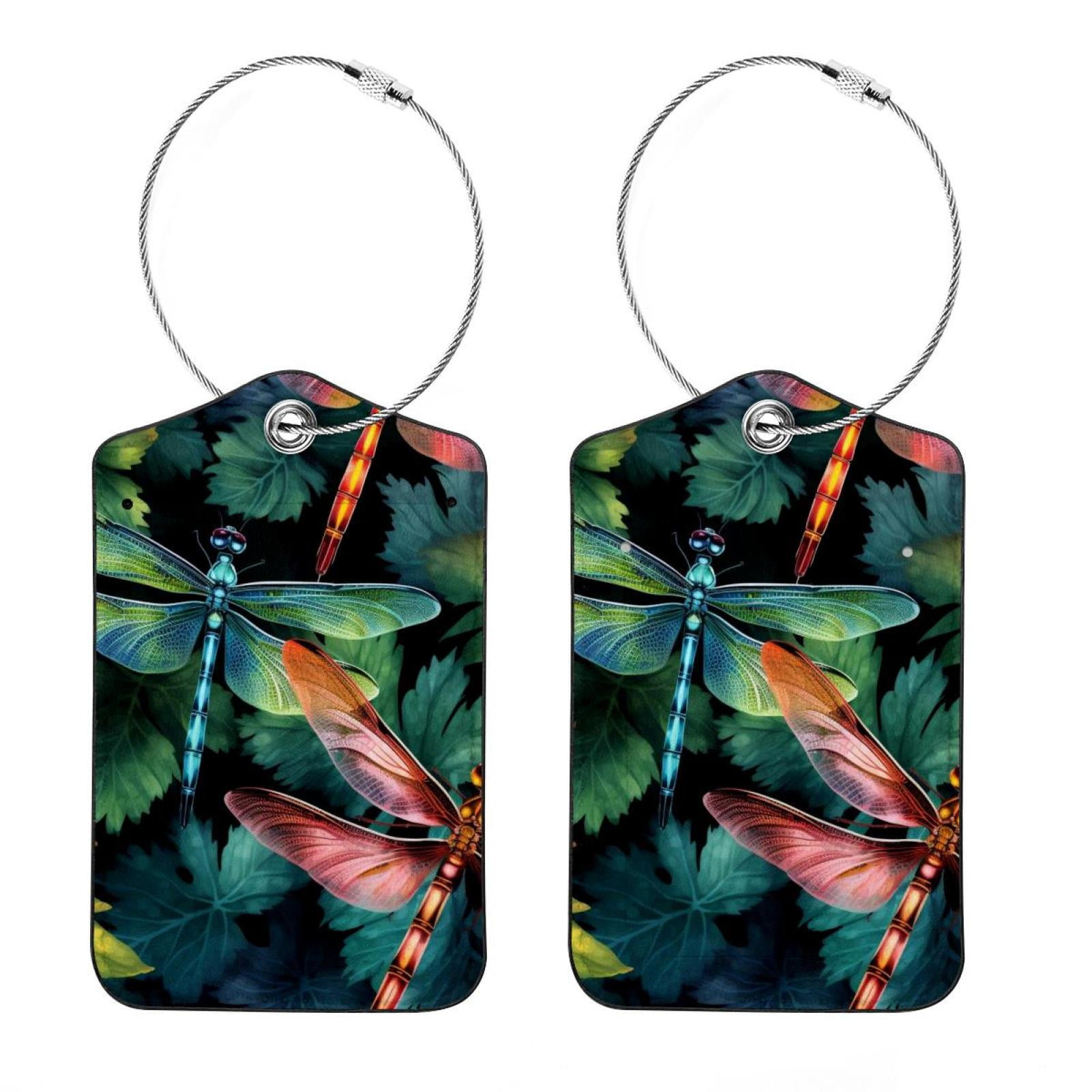 Dragonfly Luggage Tag, Travel Tags, Handbag Tag - Square PU Leather 2 ...