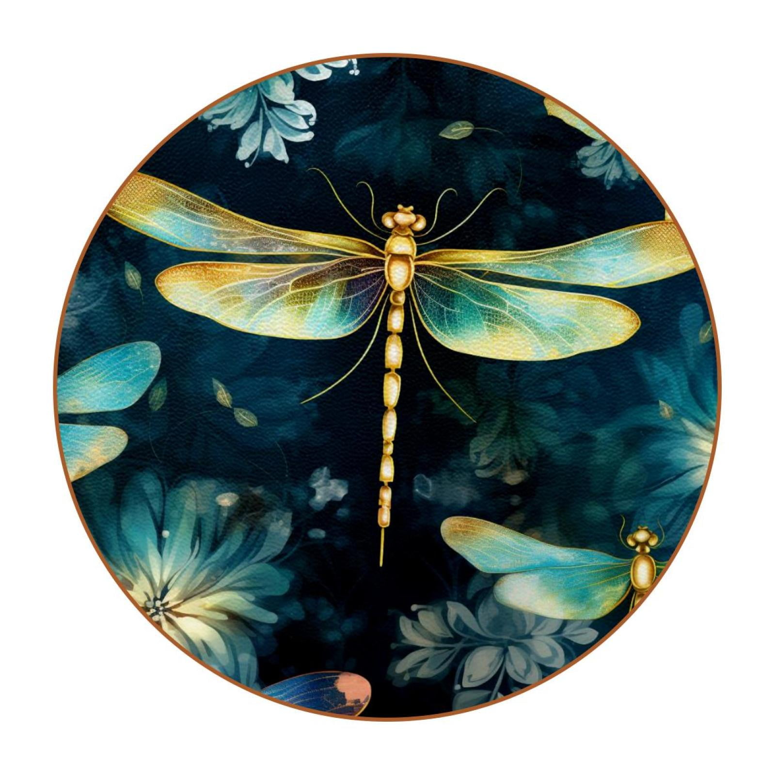 Dragonfly Microfiber Leather Round Coasters (6PCS) - Set of 6 Drink ...