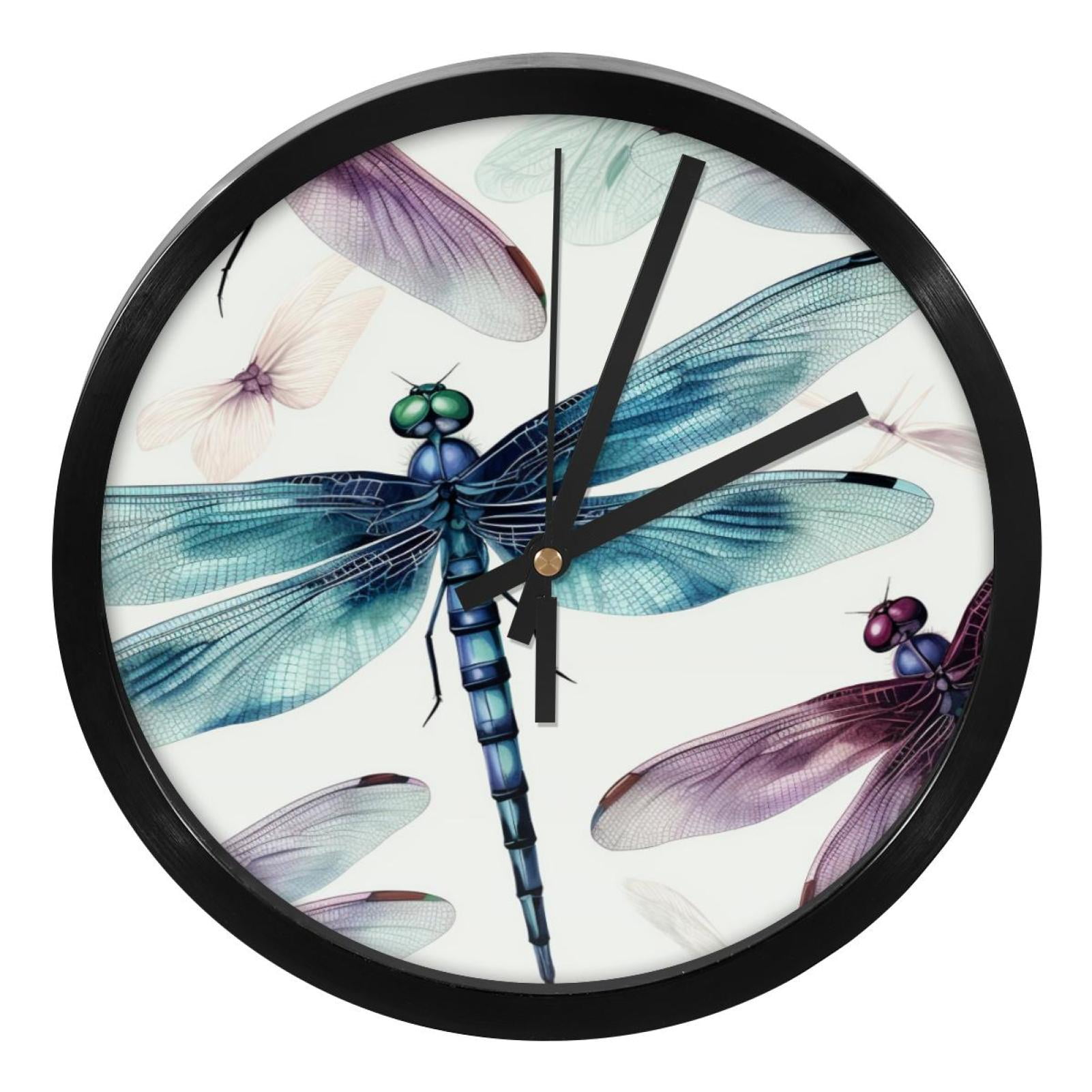 Dragonfly Modern Wall Clock, 9.8 Inches, Silent Non-Ticking Round ...