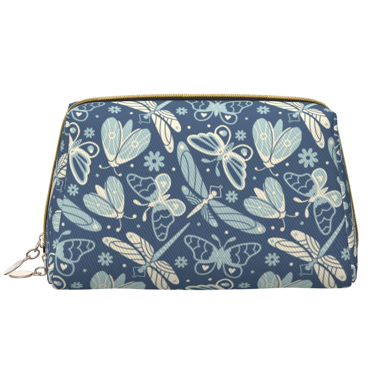 Dragonfly Moth Butterfly Makeup Bag, Large Capacity Travel Cosmetic Bag ...