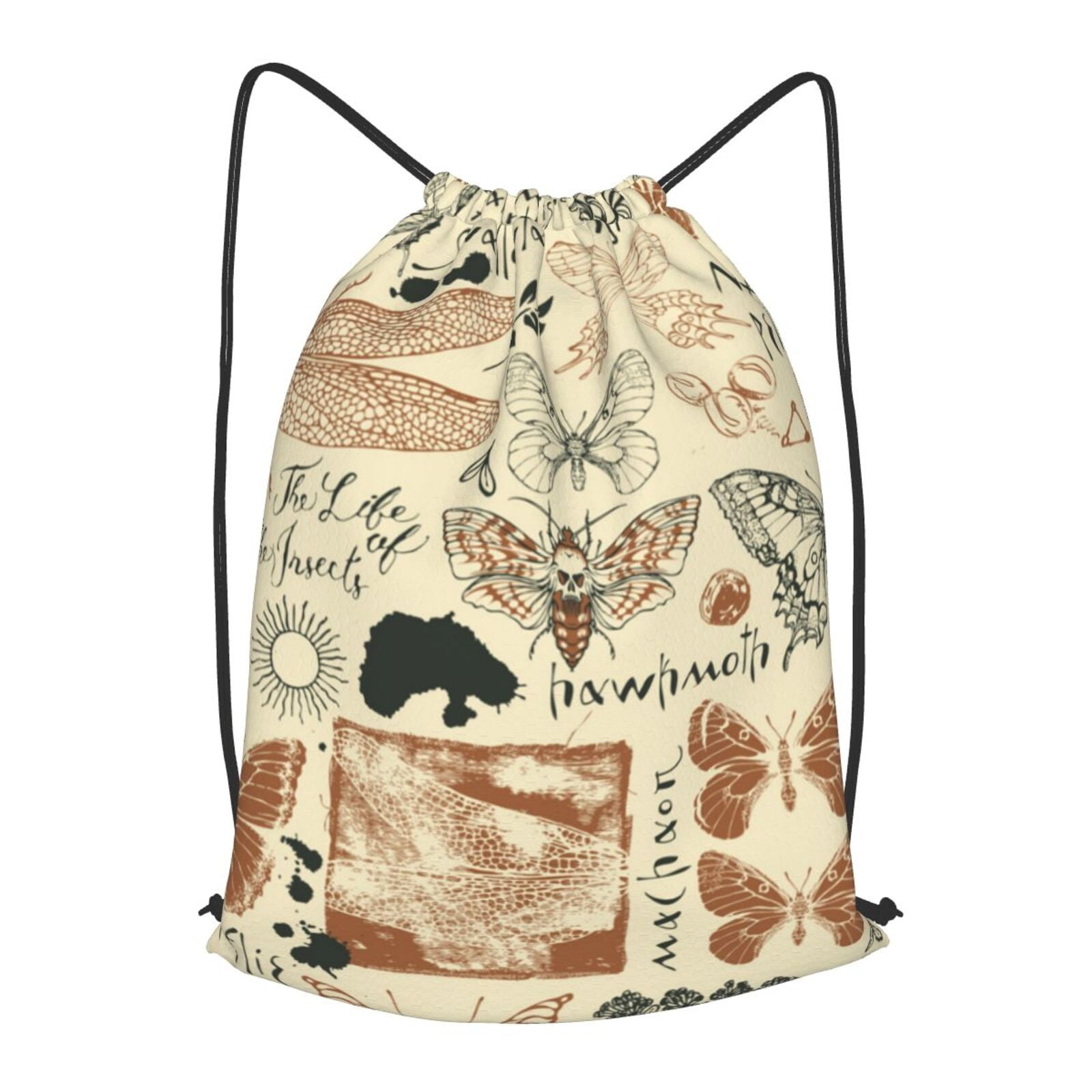 Dragonfly Moth Vintage Butterfly Drawstring Backpack Gym String Bag ...