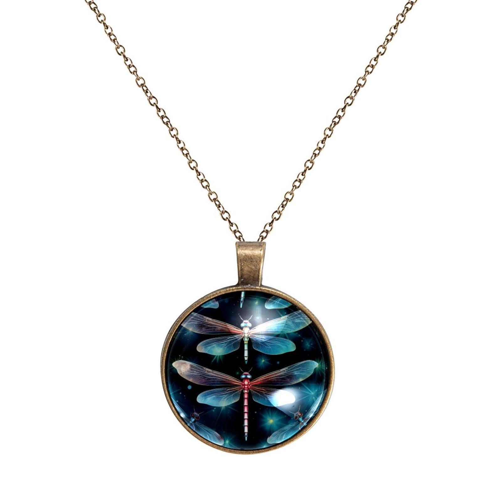 Dragonfly Necklace Personalized Custom Photo Round Pendant Adjustable ...