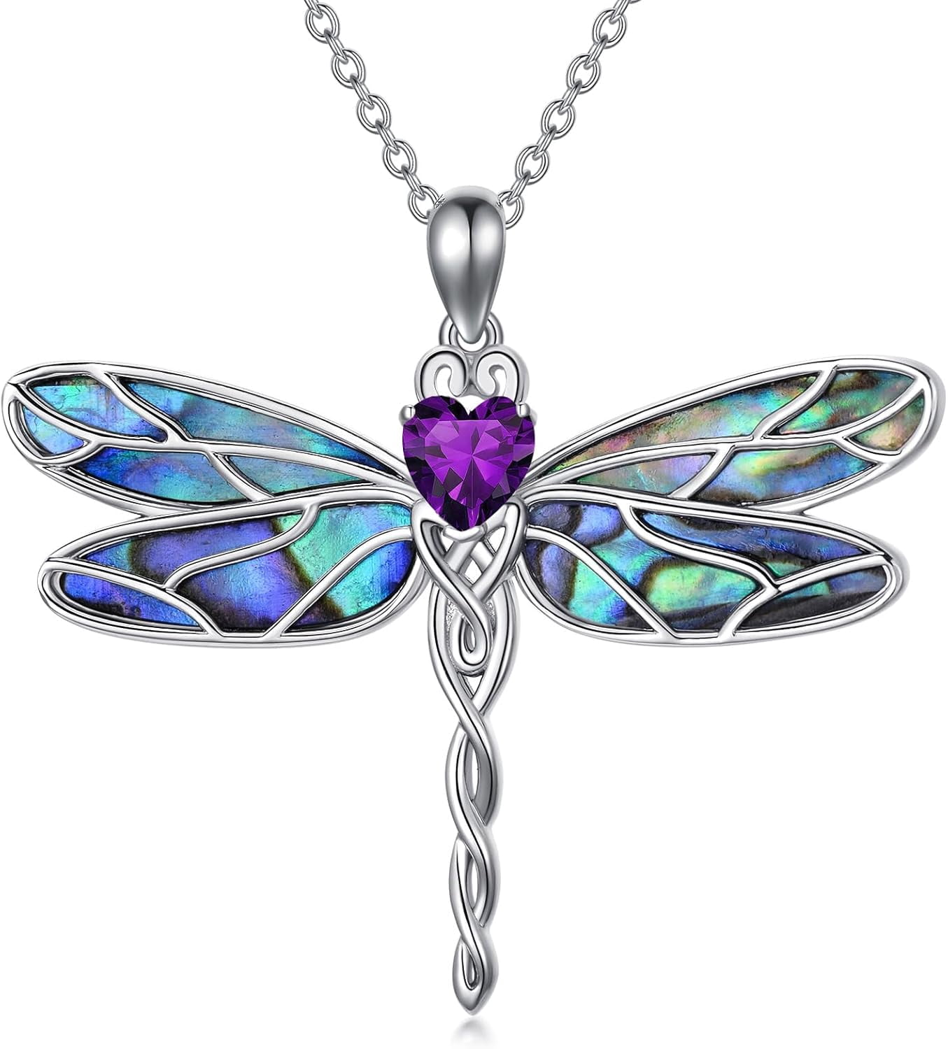 Dragonfly Necklace for Women, 925 Sterling Silver Abalone Shell ...