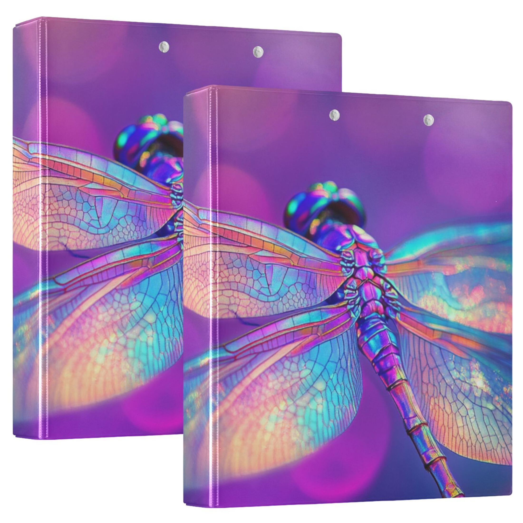 Dragonfly Neon Colored Round Ring Binder 3 Rings 1.5" Capacity File ...