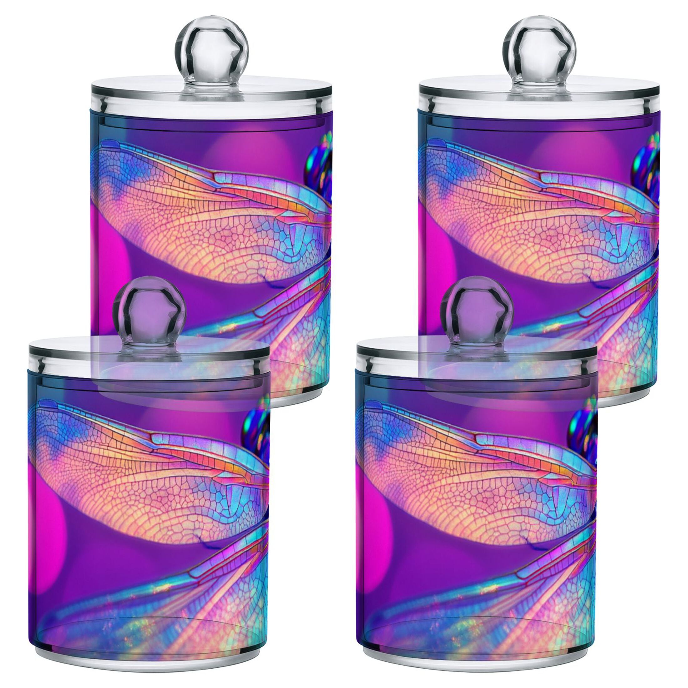 Dragonfly Neon Colored Translucent Plastic Cans Storage Canisters with ...