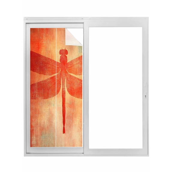 Dragonfly Orange Window Privacy Film, Abstract Modern Graffiti Painting ...