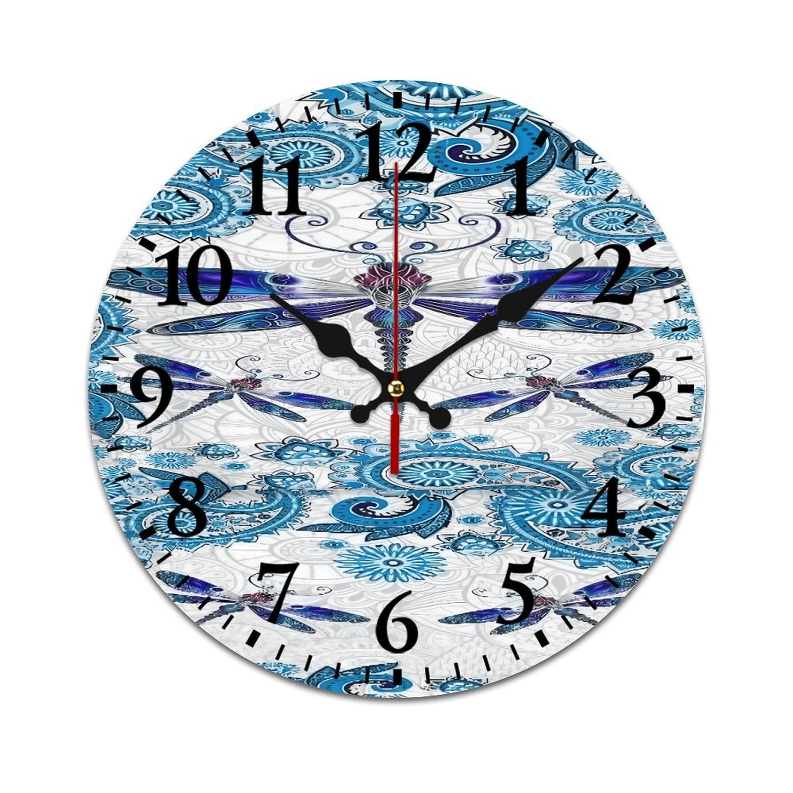 Dragonfly Print Wall Clock Modern Design Clocks Wall Hanging Home ...
