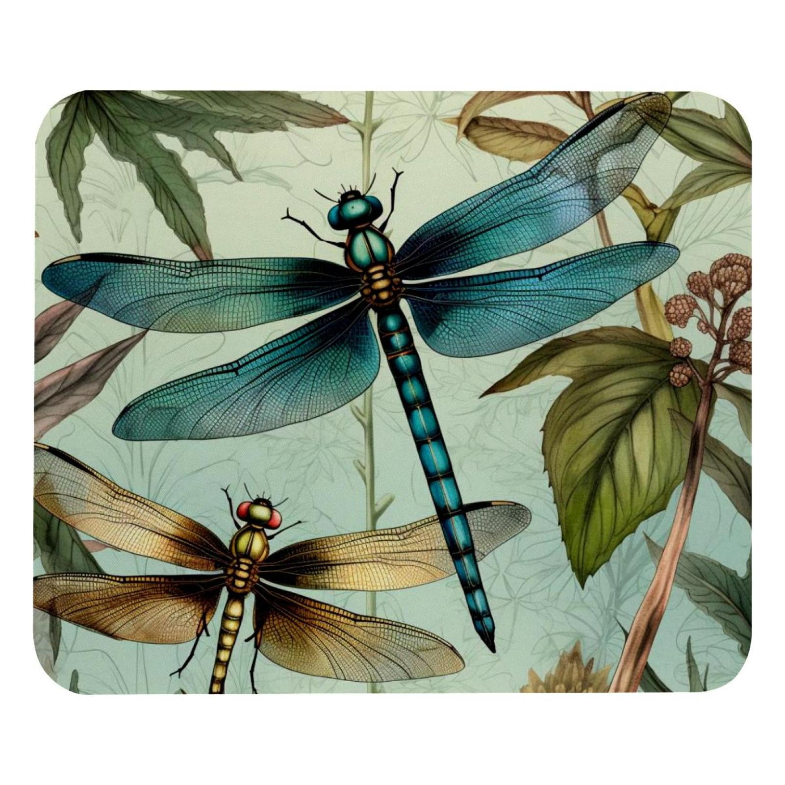 Dragonfly Printed Square Desk Mat Gaming Mouse Pad with Non-Slip Rubber ...