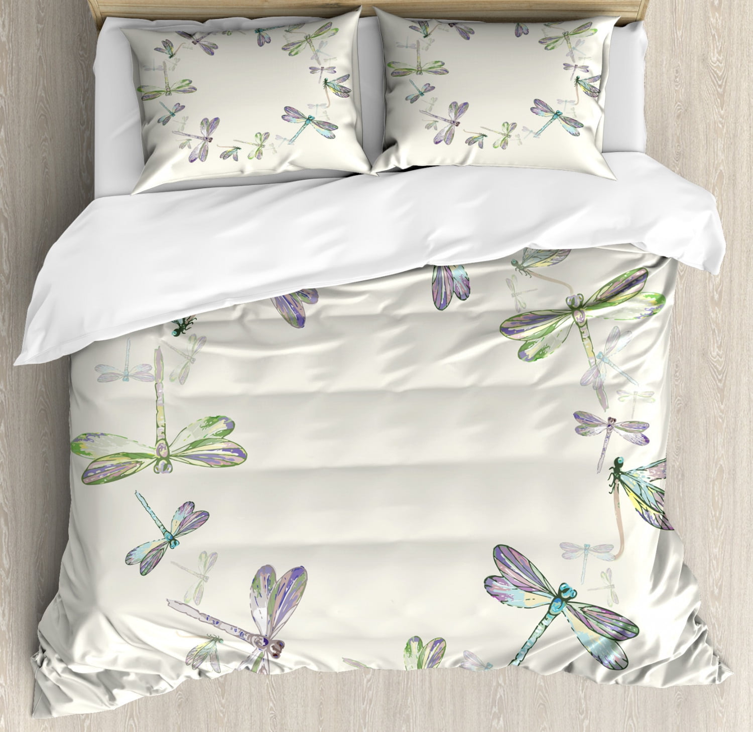 Dragonfly Queen Size Duvet Cover Set, Dragonflies in Circular Formation ...