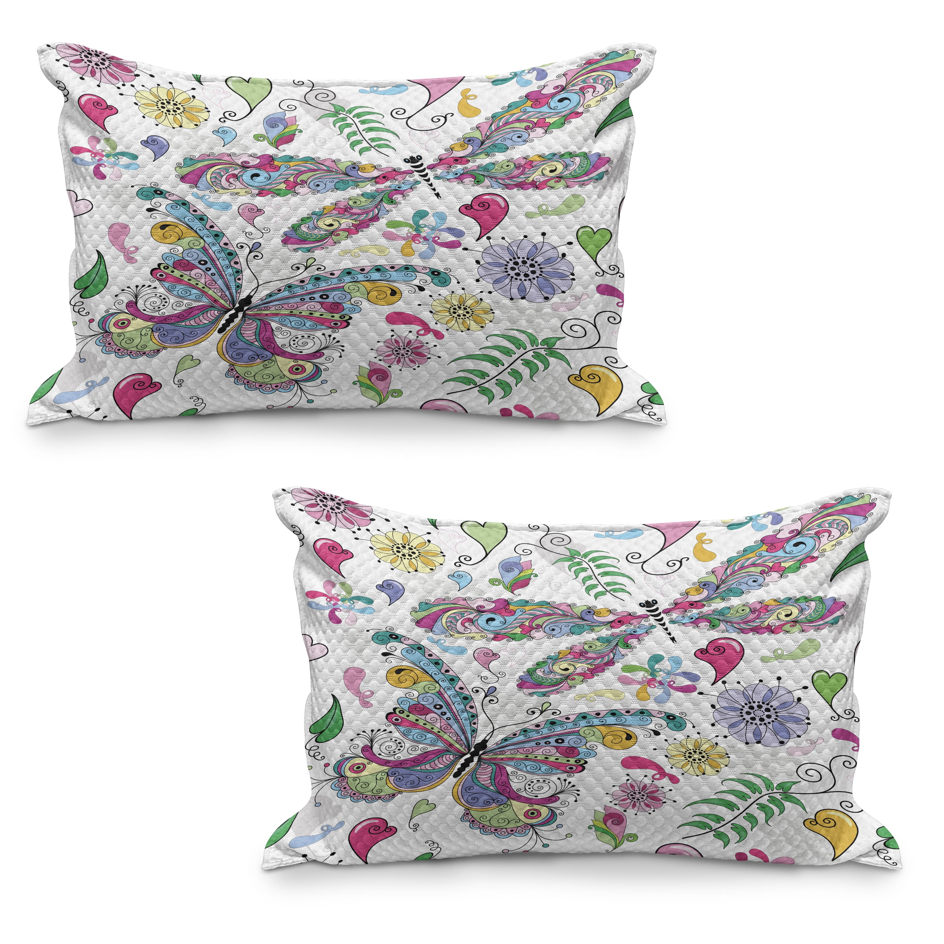 Dragonfly Quilted Pillowcover Set of 2, Butterfly Dragonfly Paisley ...