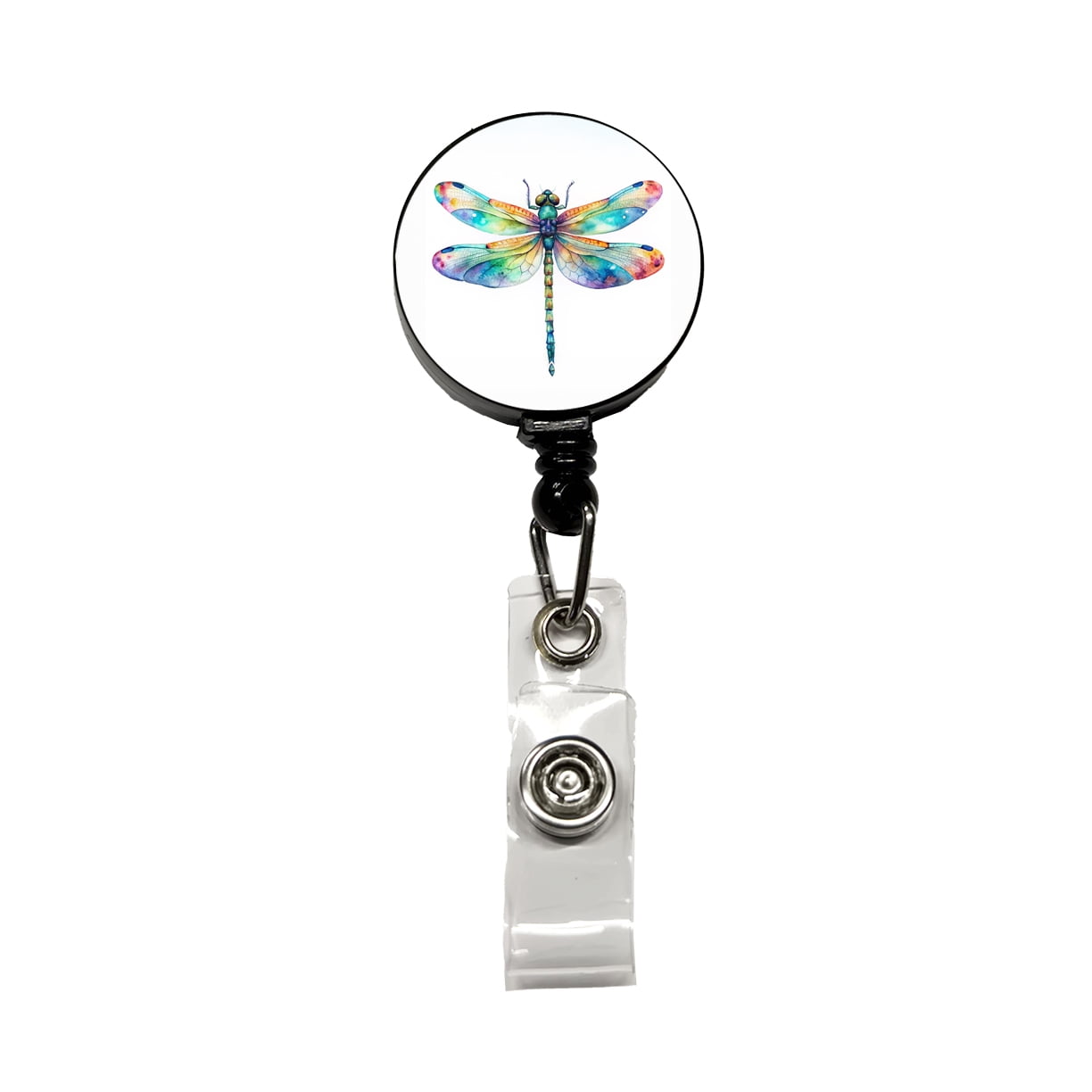 Dragonfly Rainbow Watercolor Retractable Reel ID Badge Key Card Name ...