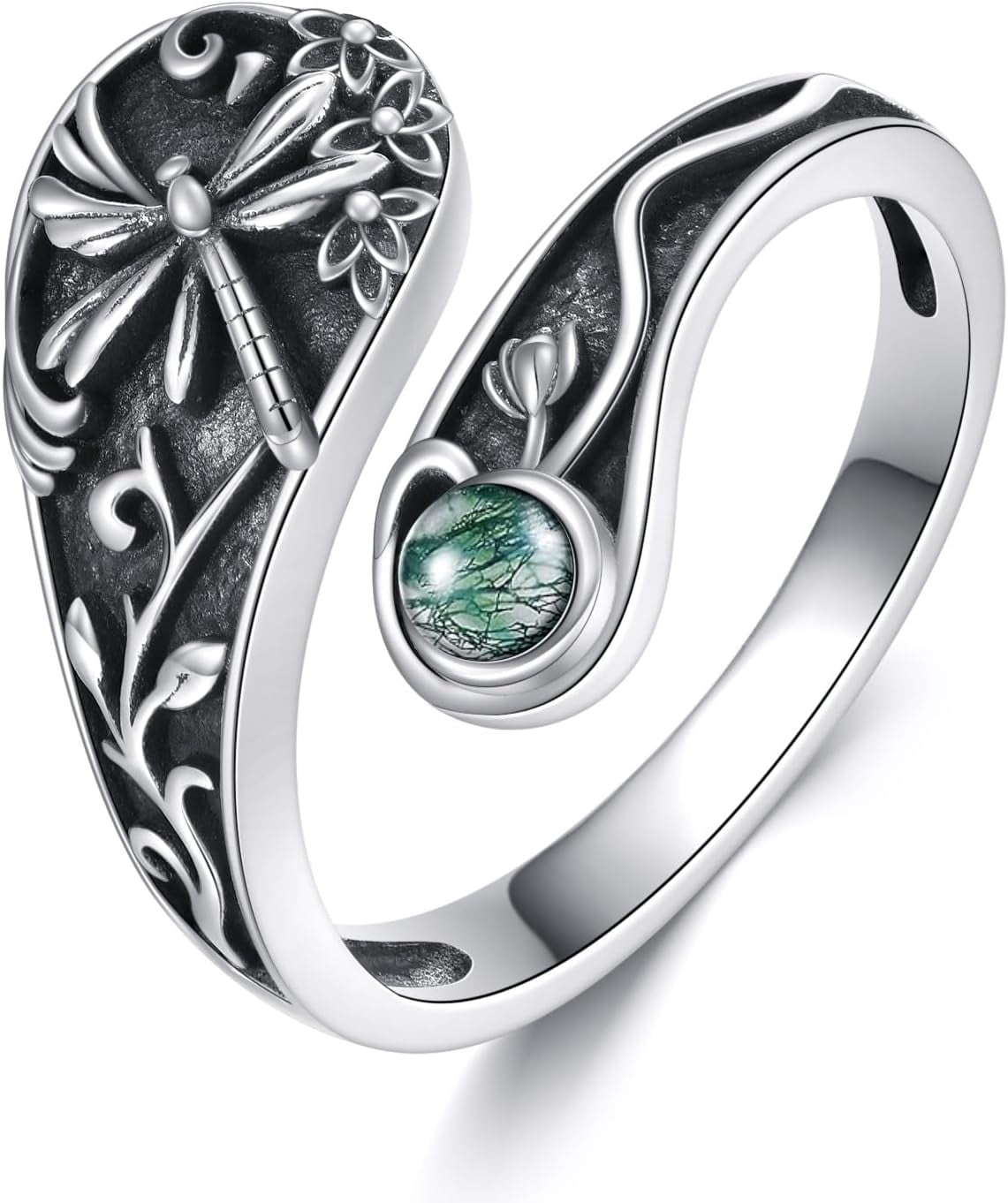 Dragonfly Ring S925 Sterling Silver Dragonfly Spoon Ring Adjustable ...