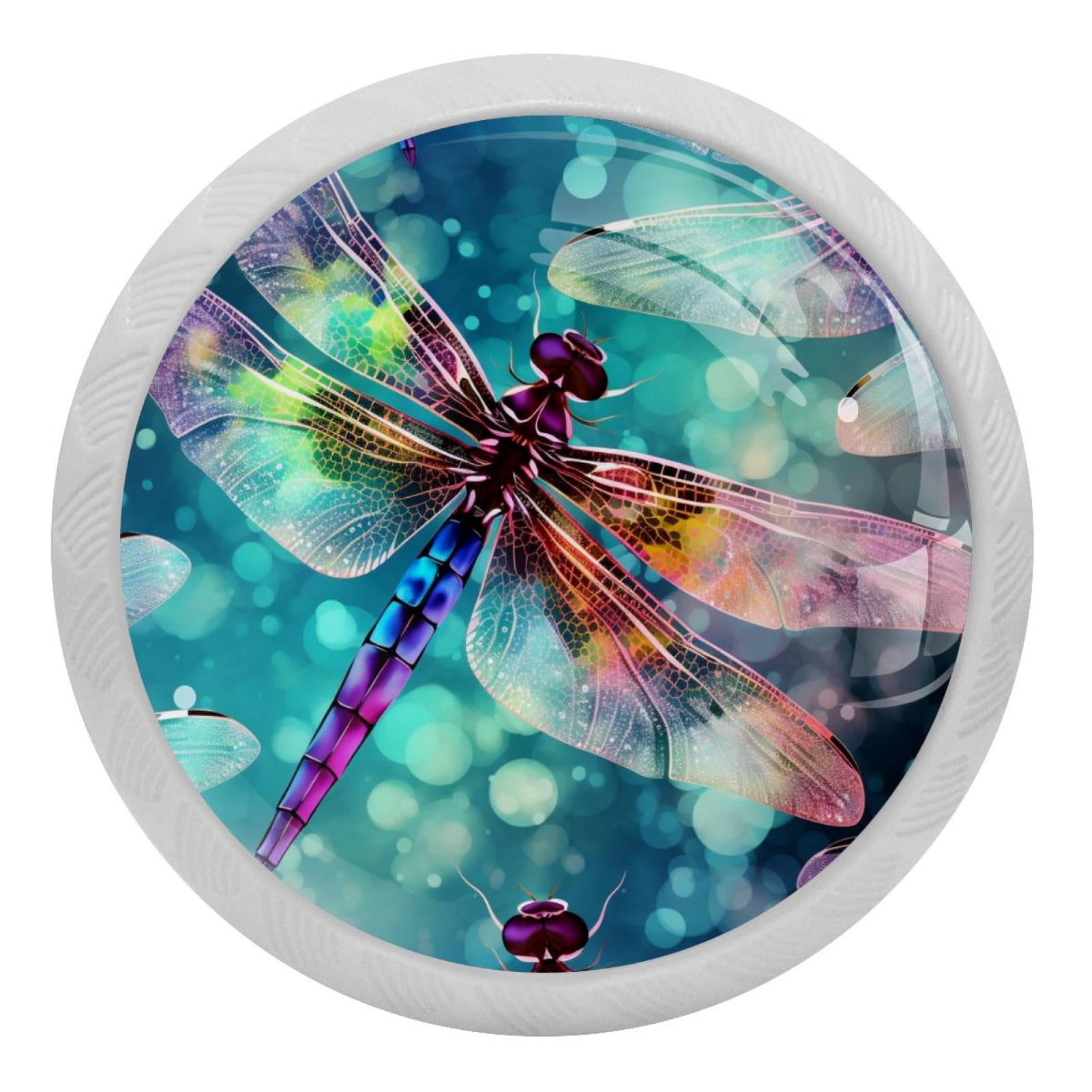 Dragonfly Round Glow-in-the-Dark Cabinet Knobs with Screws - 4 Pack ...
