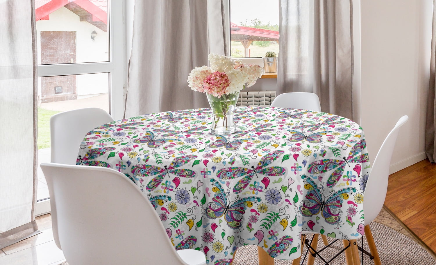 Dragonfly Round Tablecloth, Butterfly Dragonfly Paisley Complex Motifs ...